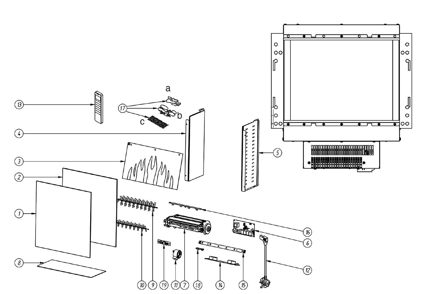 Mk2 CL5 Midline Electric Fire (YM681-342) - Gazco Spare Parts